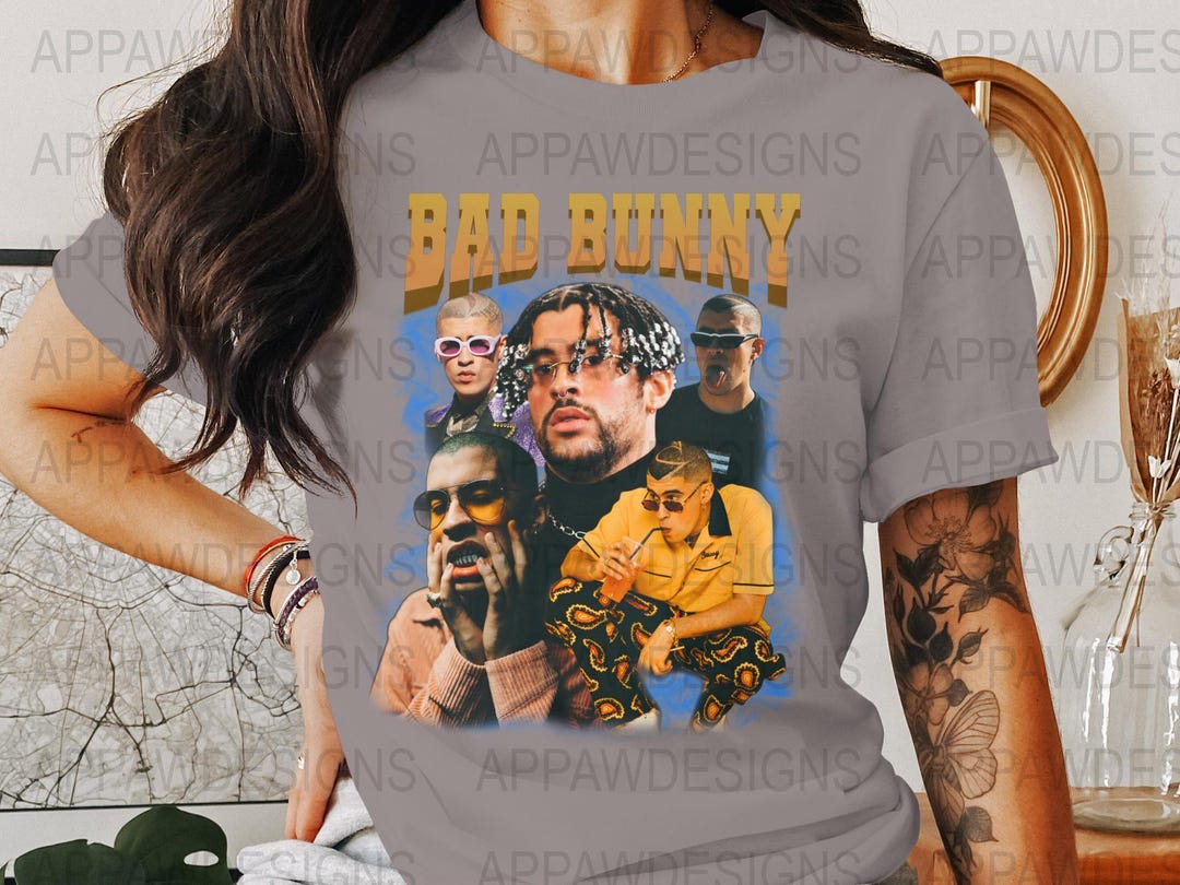 Bad Bunny Music Star Collage Poster Art Digital Download, Bad Bunny Fan ...