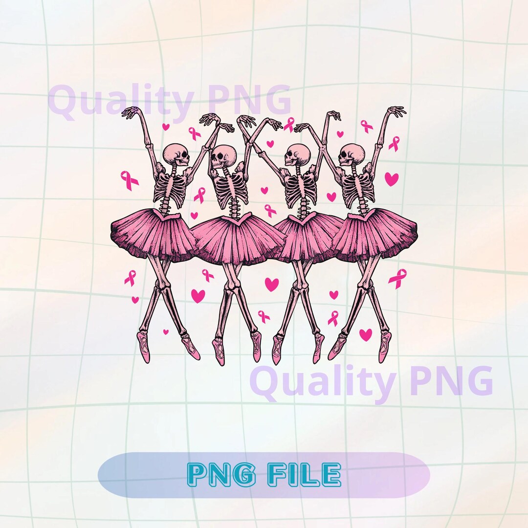 Dancing Skeleton Breast Cancer Png, Skeletons Pink Ribbon Breast Cancer ...