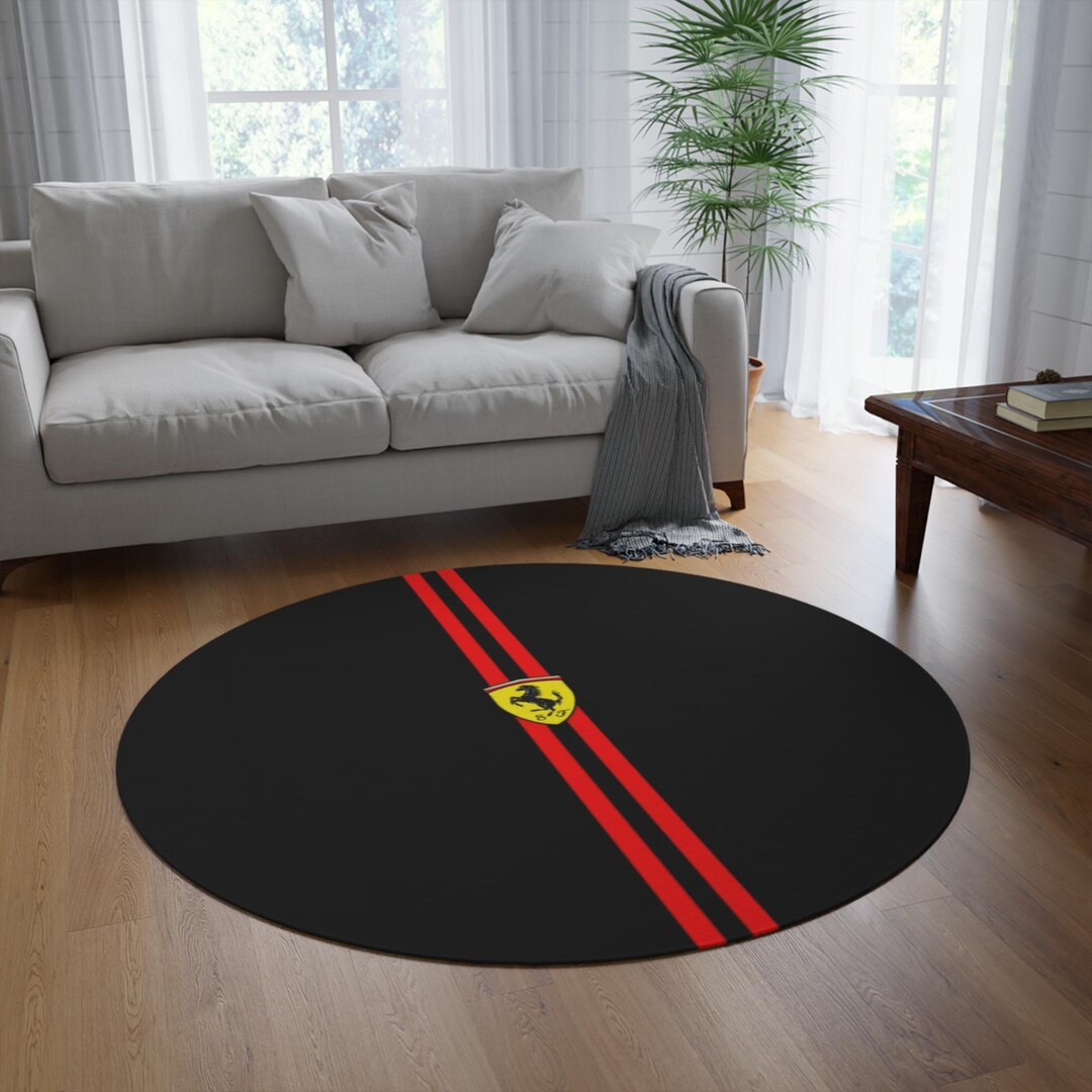 Round Rug, Formula 1 Ferrari Design, Racing Fan Home Decor, Game Room ...