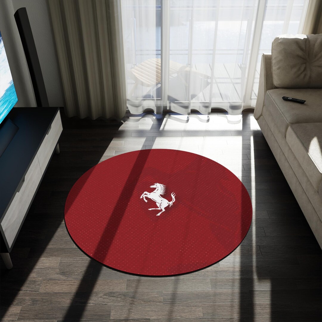 Formula 1 Ferrari Round Rug, Racing Car Area Rug, Sports Theme Floor ...