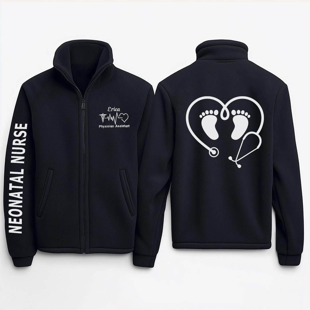 Custom Embroidered Neonatal Nurse Fleece Jacket, NICU Nurse Zip ...