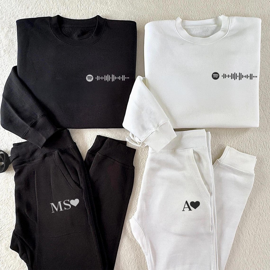 Custom Embroidered Spotify Couple Sweatsuit, Name Embroidery Matching ...