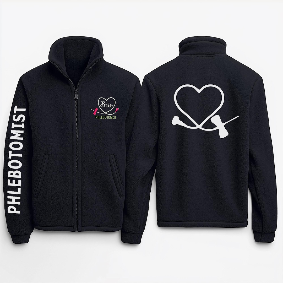 Custom Embroidered Phlebotomist Fleece Jacket, Phlebotomy Zip up Blood ...