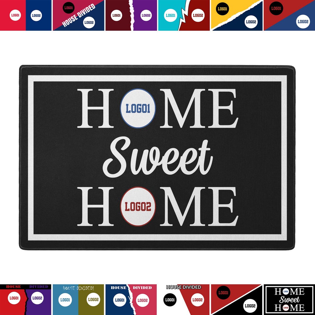 Personalized House Divided Home Sweet Home Doormat, Custom Sport Logos ...