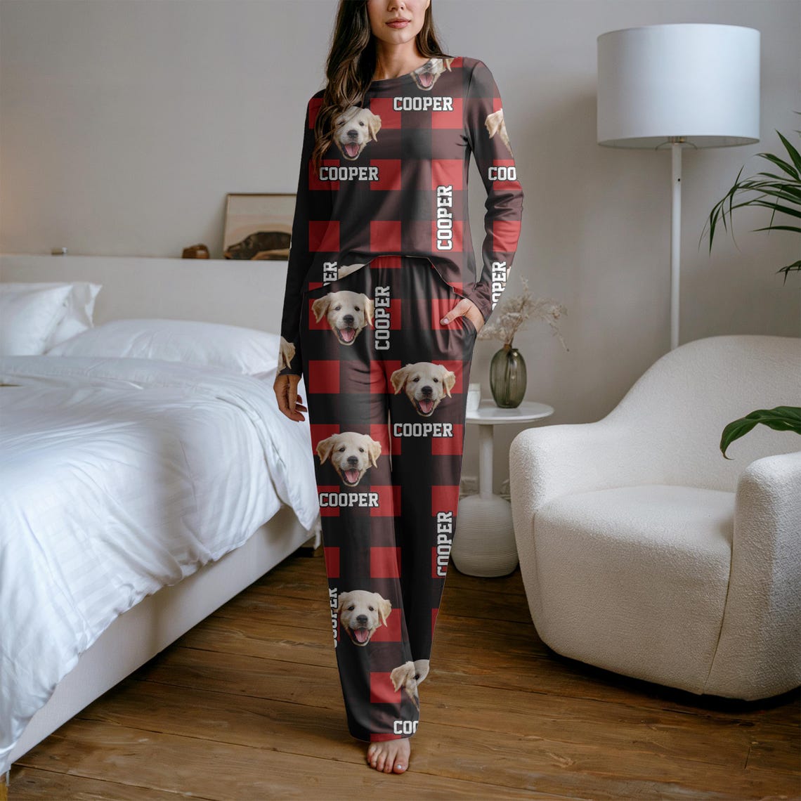 Personalized Dog Pajamas, Custom Pet Photo Buffalo Plaid Pjs, Add Your ...