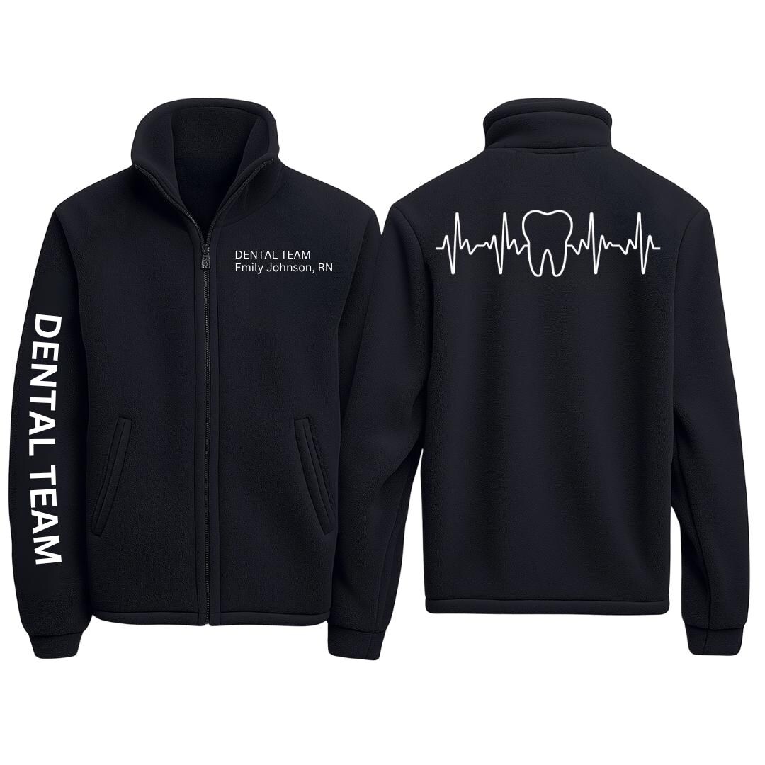 Personalized Dental Team Zip up Jacket, Custom Dentist Fleece Jacket ...