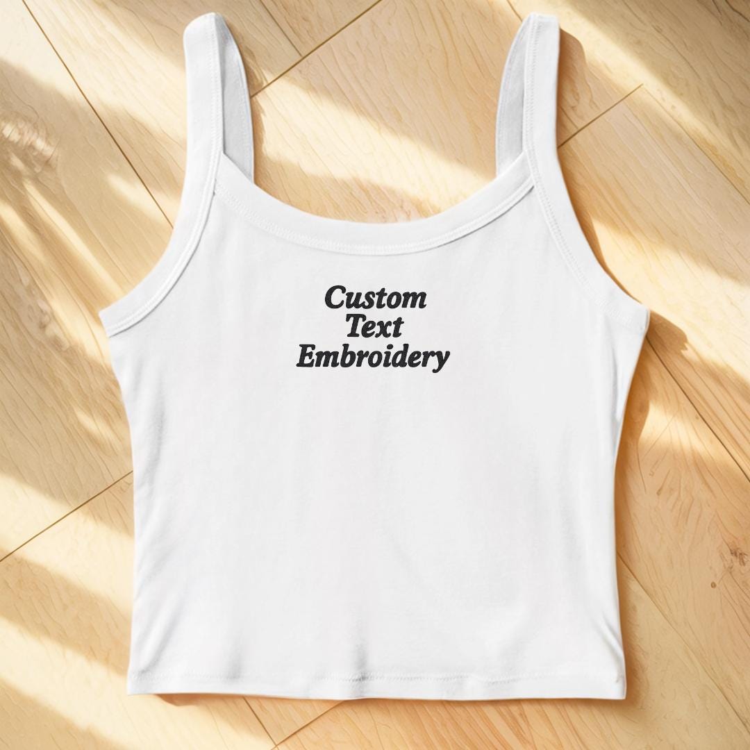 Personalized Embroidered Spaghetti Strap Tank Top, Personalized Crop ...