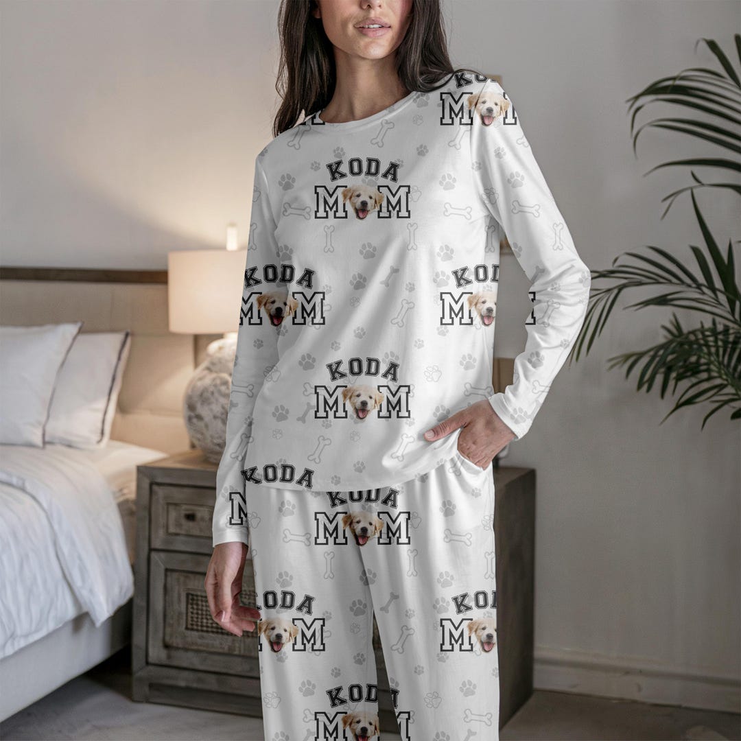 Custom Dog Mom Pajama Man Woman, Personalized Pajama Set With Face ...
