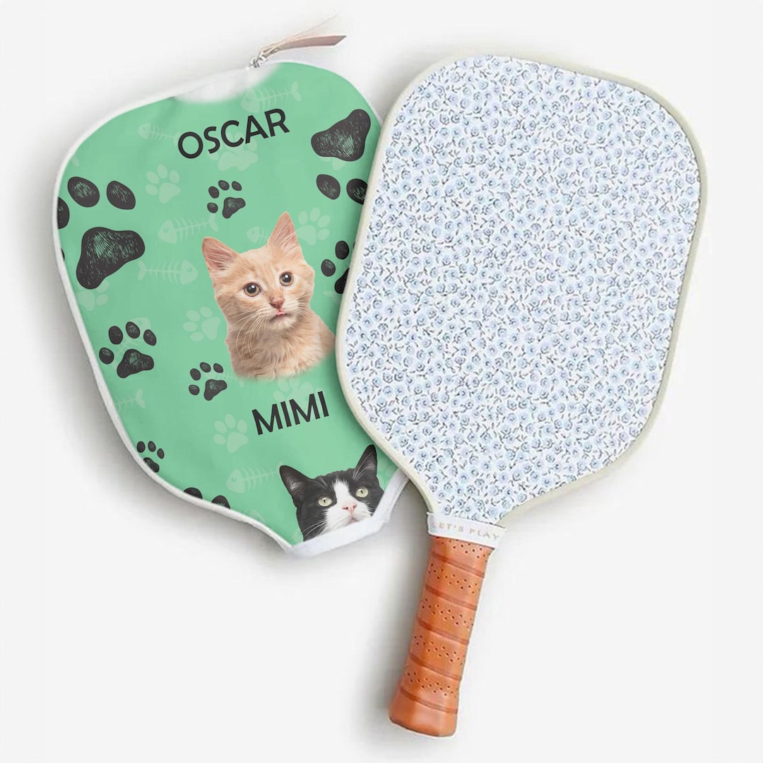 Personalized Pet Portrait Pickleball Paddle, Custom Cat or Dog Photo ...