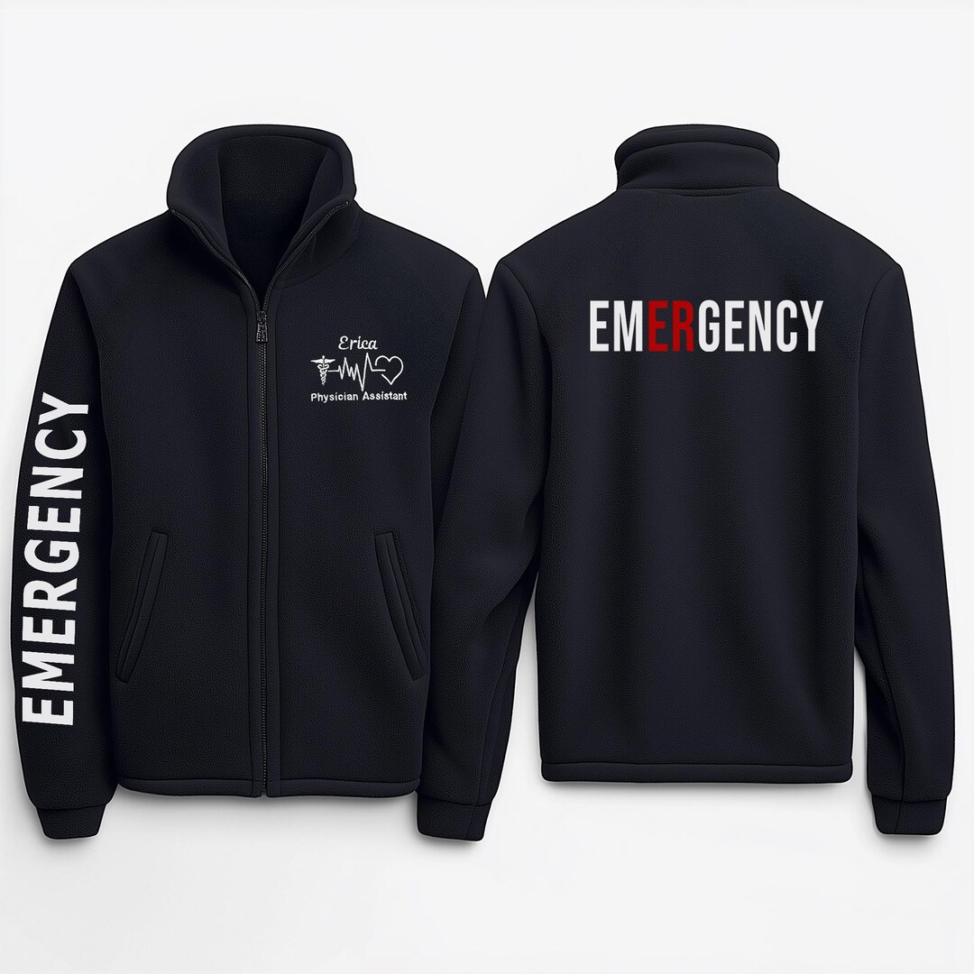 EMERGENCY Personalized Embroidery Custom Nursing Fleece Jacket | Zip up ...