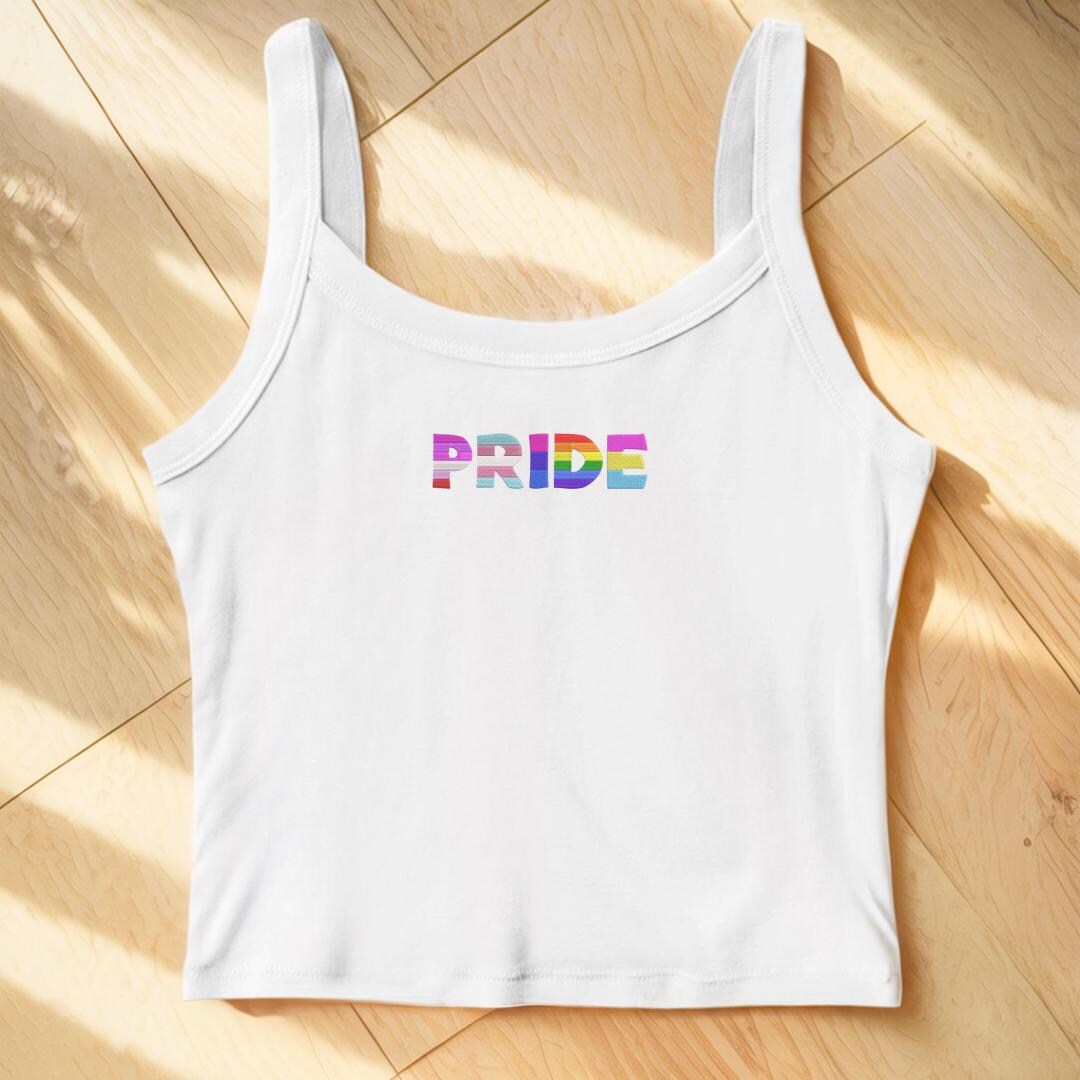 Rainbow Pride Embroidery Spaghetti Strap Tank Top, Embroidered LGBTQ ...