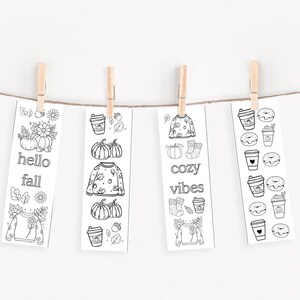 Fall Coloring Bookmark, Printable Coloring Bookmark, Digital Download ...
