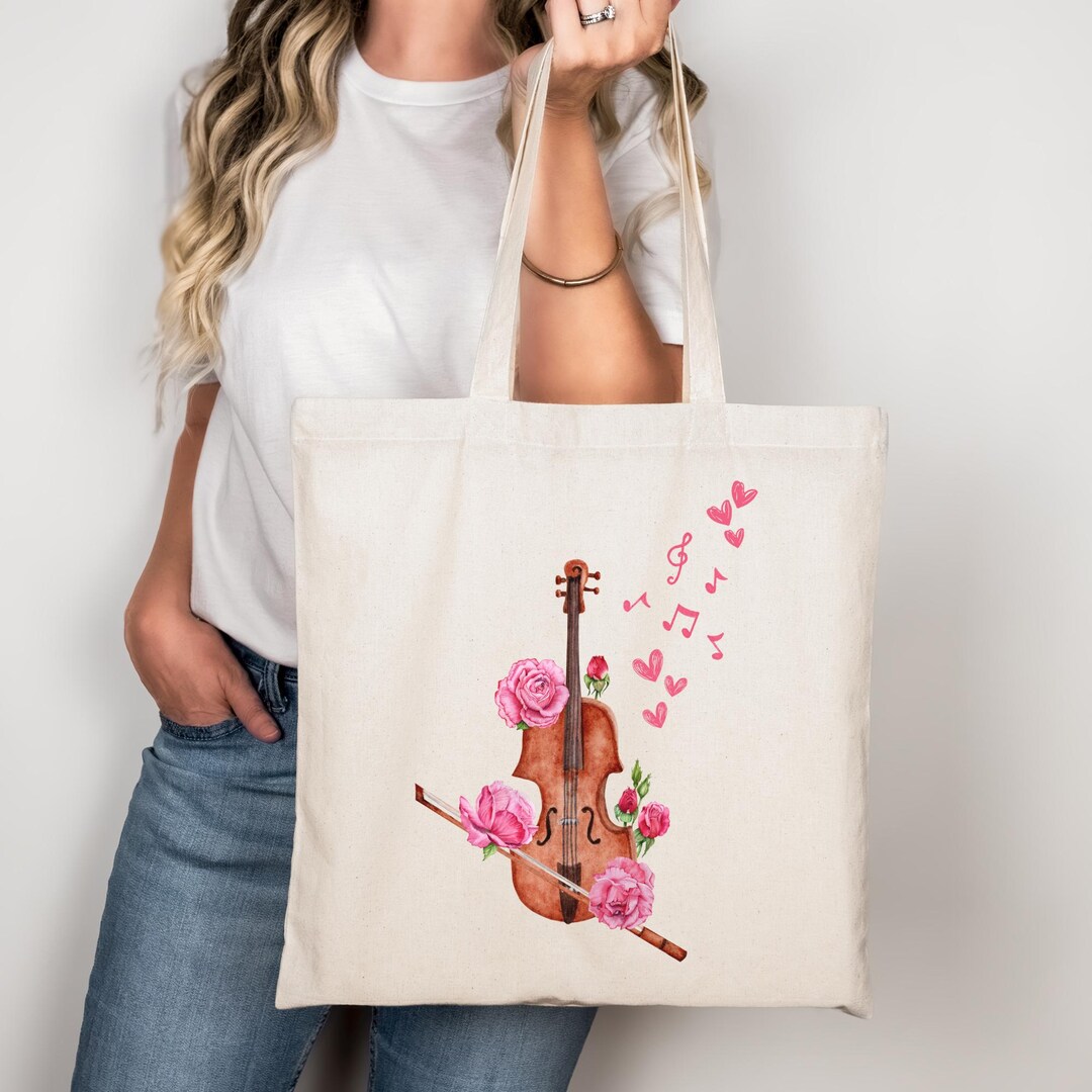 Violin Tote Bag, Violin Bag, Violin Tote, Violin Canvas Tote, Music ...