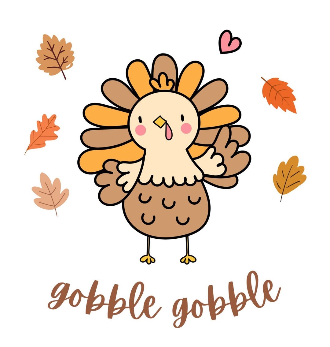 Cute Turkey PNG, Digital Download, Gobble PNG, Thanksgiving Turkey PNG ...