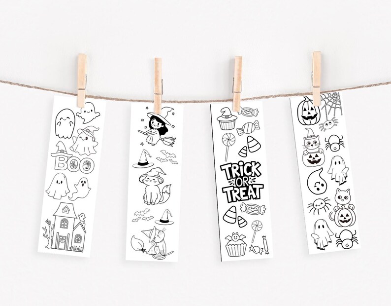Halloween Coloring Bookmarks, Printable Book Mark, Coloring Bookmarks ...