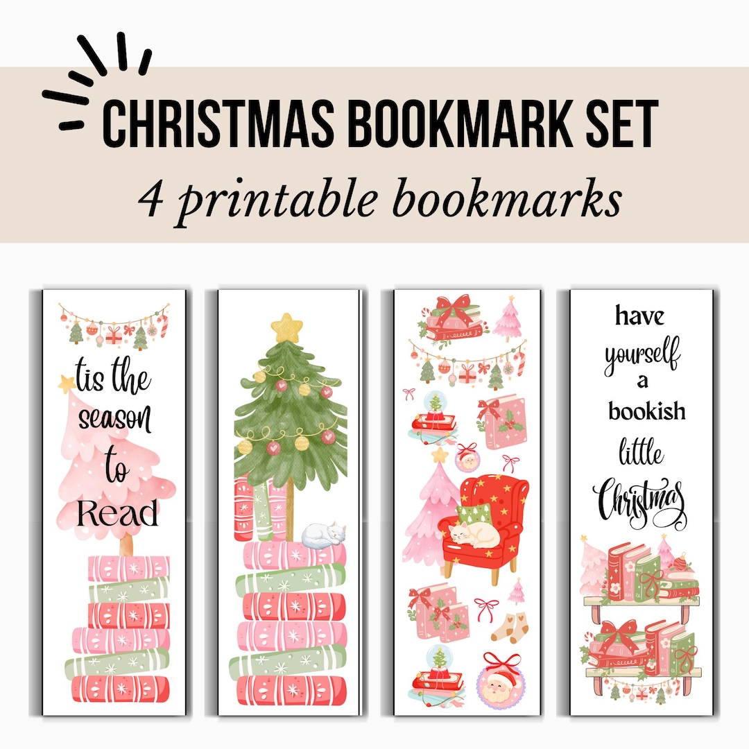 Christmas Printable Bookmarks, Printable Bookmarks, Digital Download ...