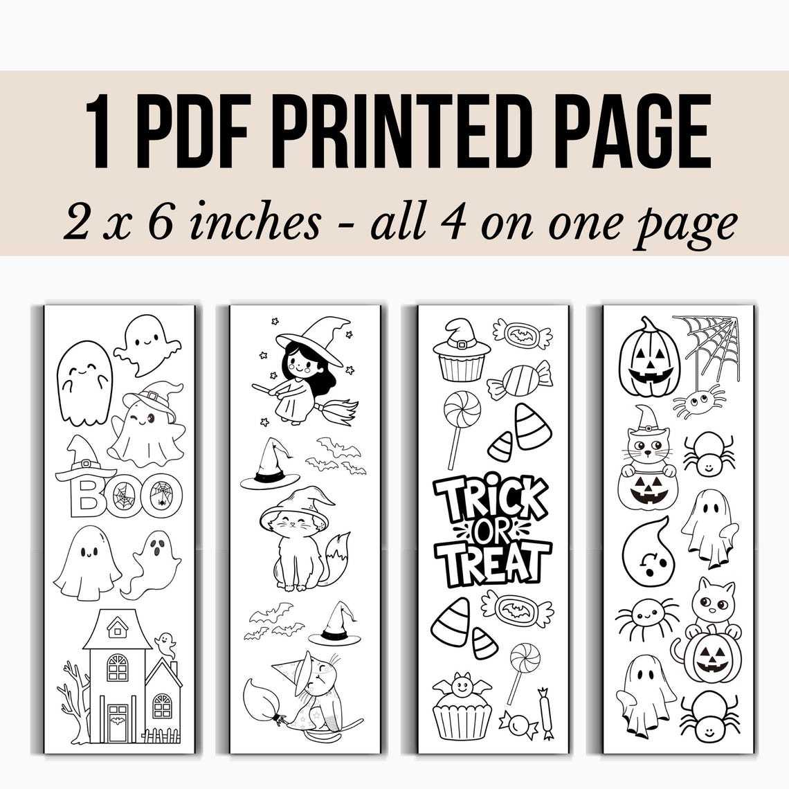 Halloween Coloring Bookmarks, Printable Book Mark, Coloring Bookmarks ...