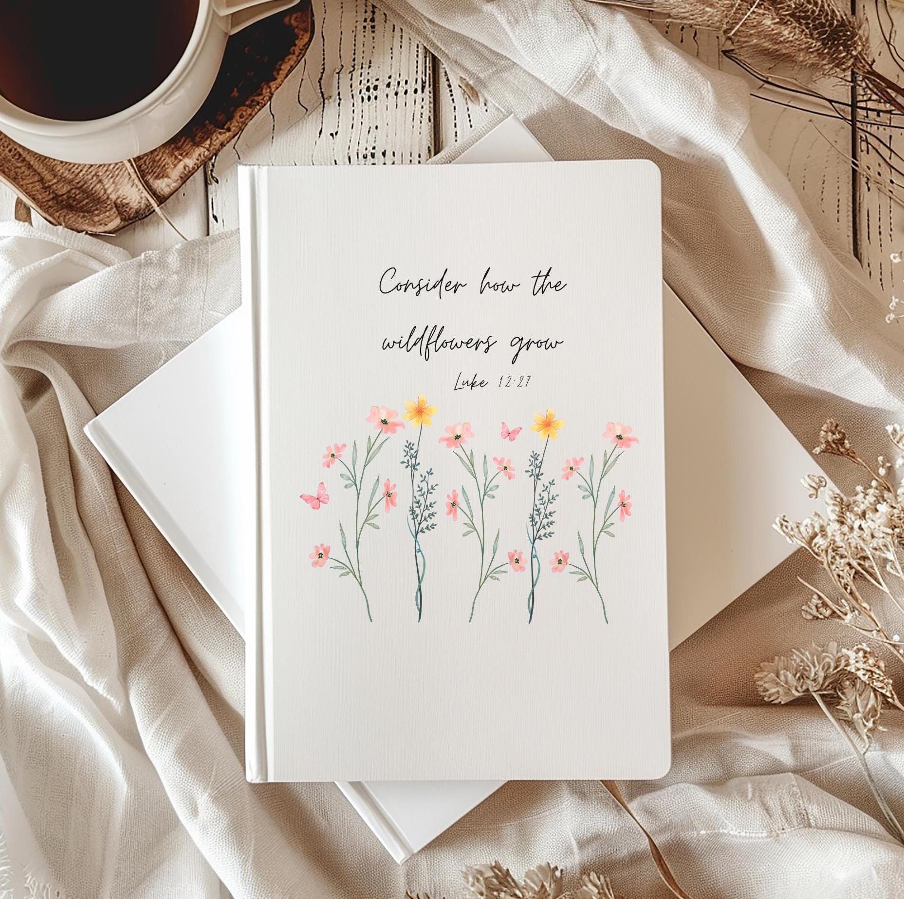 Floral Christian Journal, Prayer Journal, Consider the Wildflowers ...