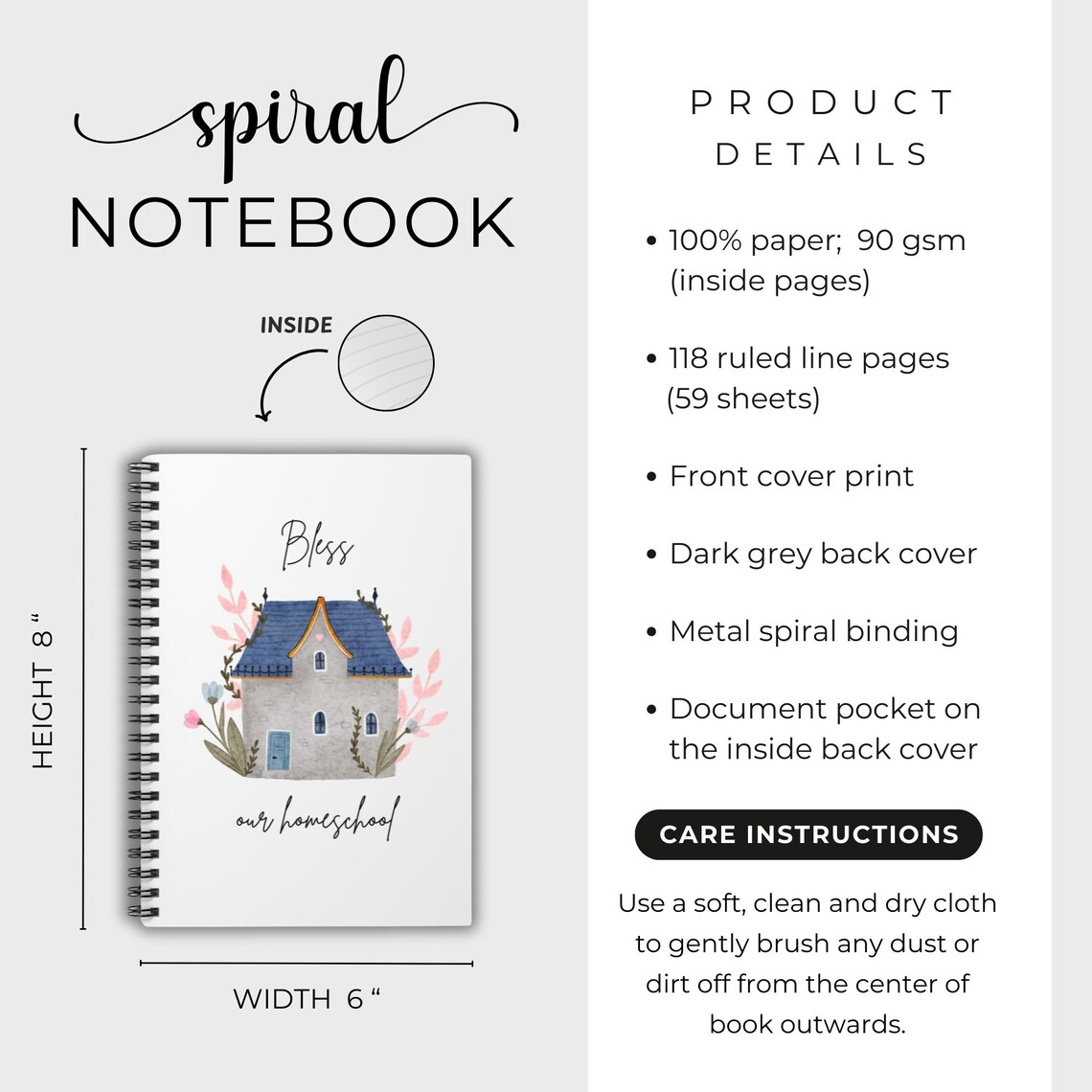 Homeschool Notebook, Bless Our Homeschool Notebook, Gift for Homeschool ...