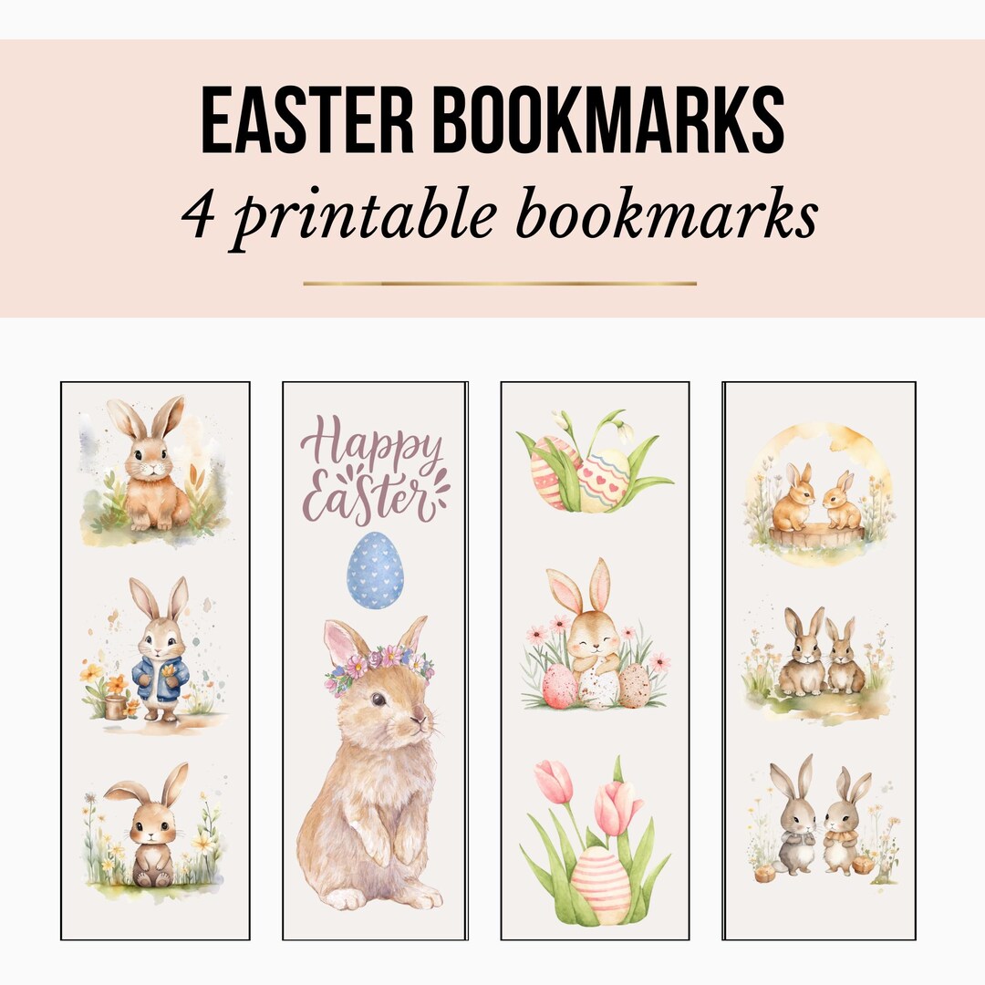 Bunny Bookmarks, Digital Download, Easter Bookmark Set, Spring ...