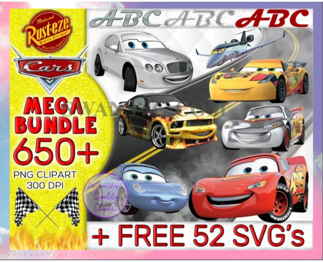 650 Mega Bundle CARS Png, Cars Png, Cars Birthday Png, Cars Party Png ...