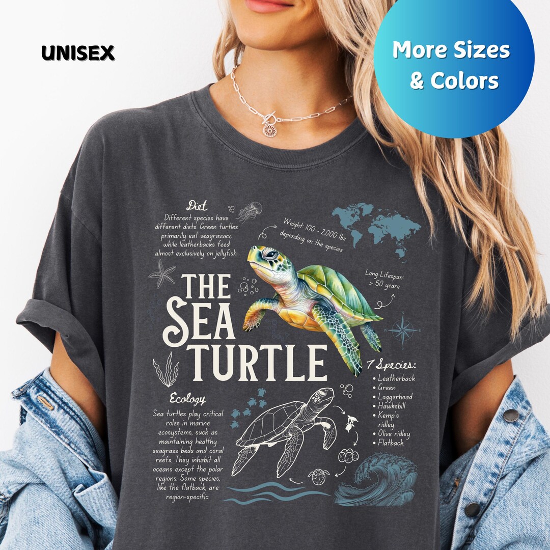 Comfort Colors Sea Turtle Shirt, Sea Turtle Biology Facts Tshirt, Save ...