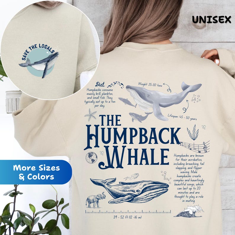 Vintage Humpback Whale Sweatshirt, Humpback Biology Facts Sweater ...