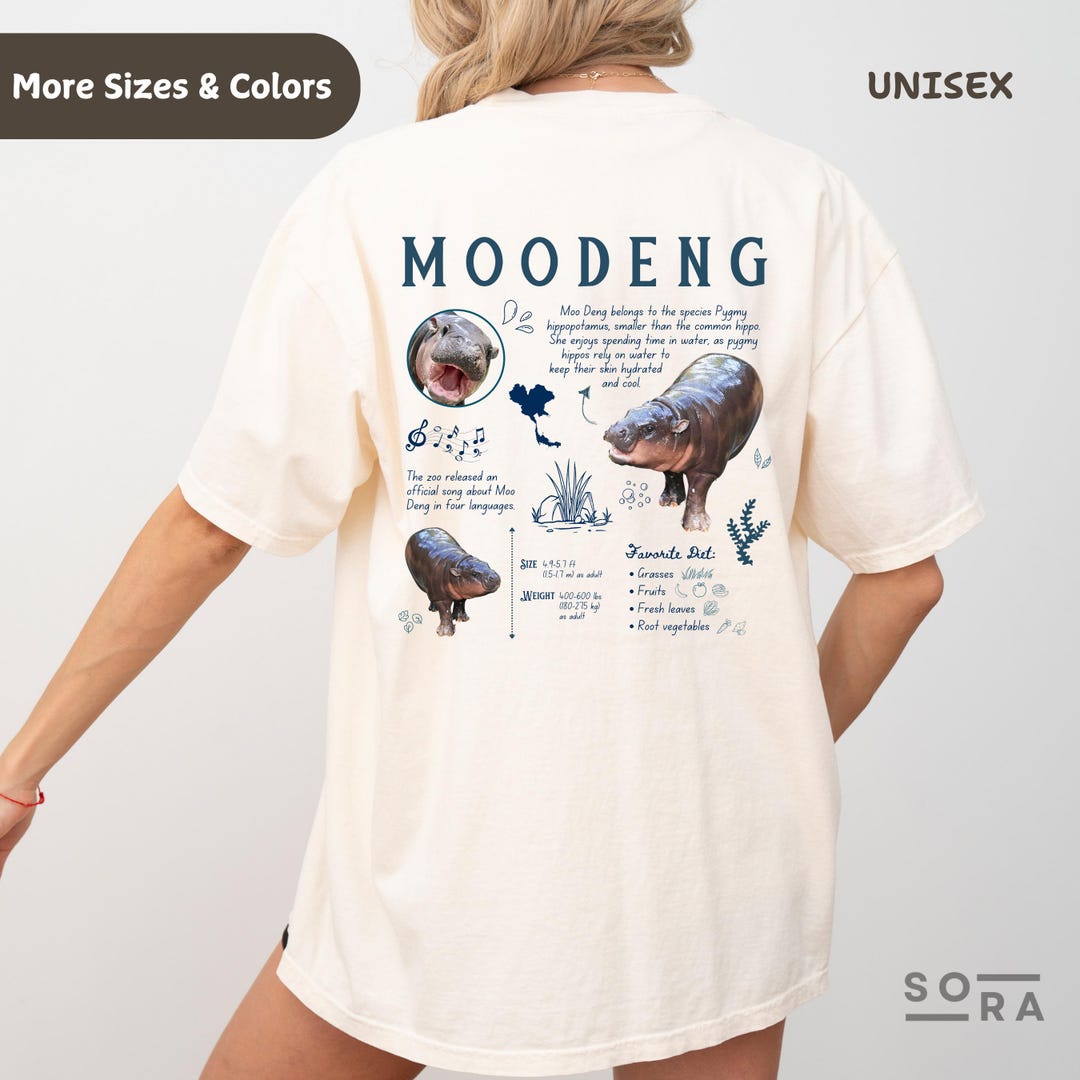 Comfort Colors Hippo Moodeng Shirt, Mooden Facts Shirt, Moodeng Hippo ...