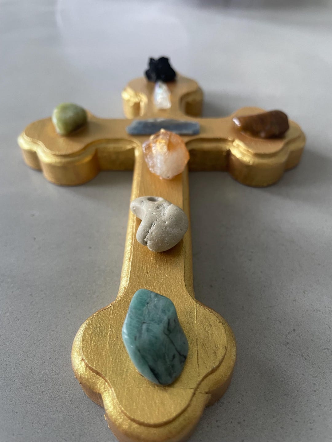 Gold Olive Tree Cross With Chakra Crystals Holiday Sale - Etsy