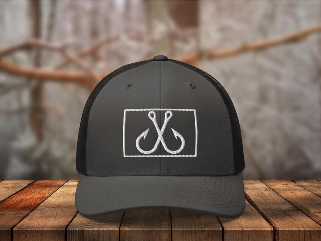 Embroidered Fishing Hook Trucker Hat, Fishing Trucker Cap, Fishing ...