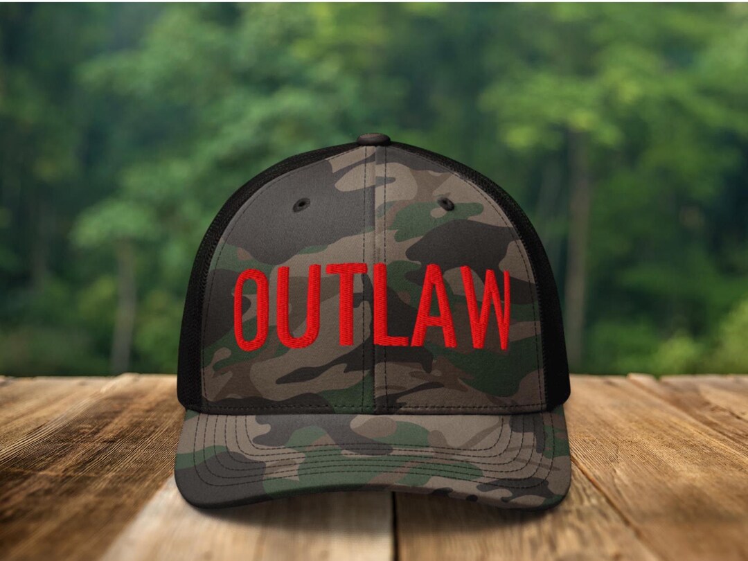 Embroidered Outlaw Hat, Outlaw Women Hat, Outlaw Cowboy Hat, Retro Camo ...