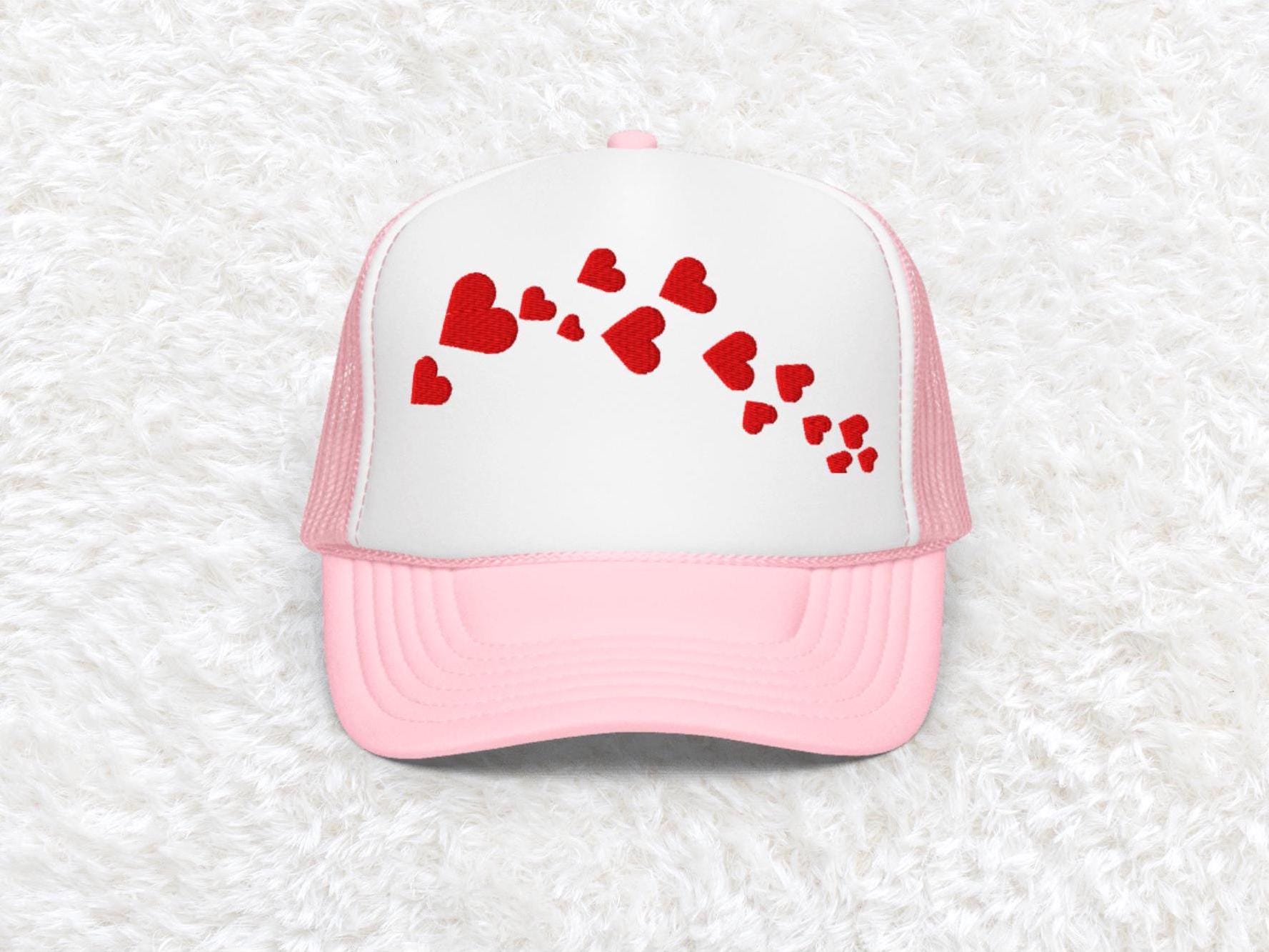 Valentine's Day Trucker Hat, Embroidered Heart Hat, Valentine's Day ...