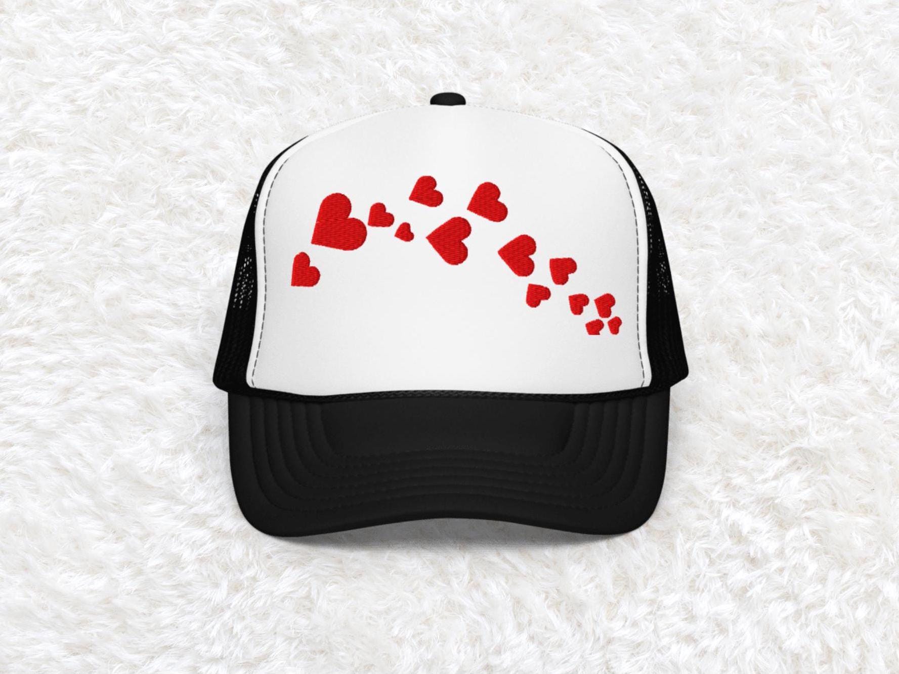Valentine's Day Trucker Hat, Embroidered Heart Hat, Valentine's Day ...