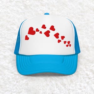 Valentine's Day Trucker Hat, Embroidered Heart Hat, Valentine's Day ...