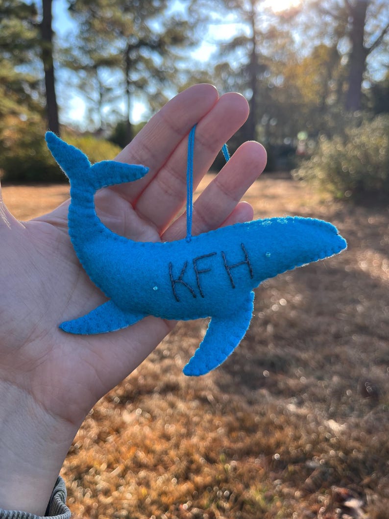 Whale Hand Embroidered Felt Stuffed Ornament - Etsy