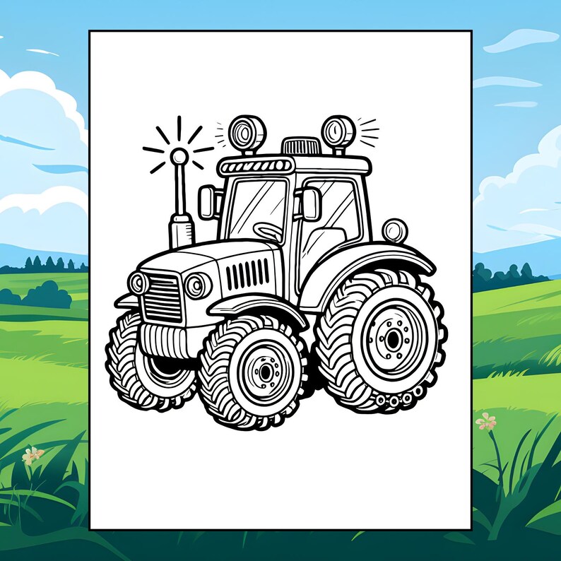 Tractor Coloring Pages Tractor Birthday Theme Party Favor Coloring ...