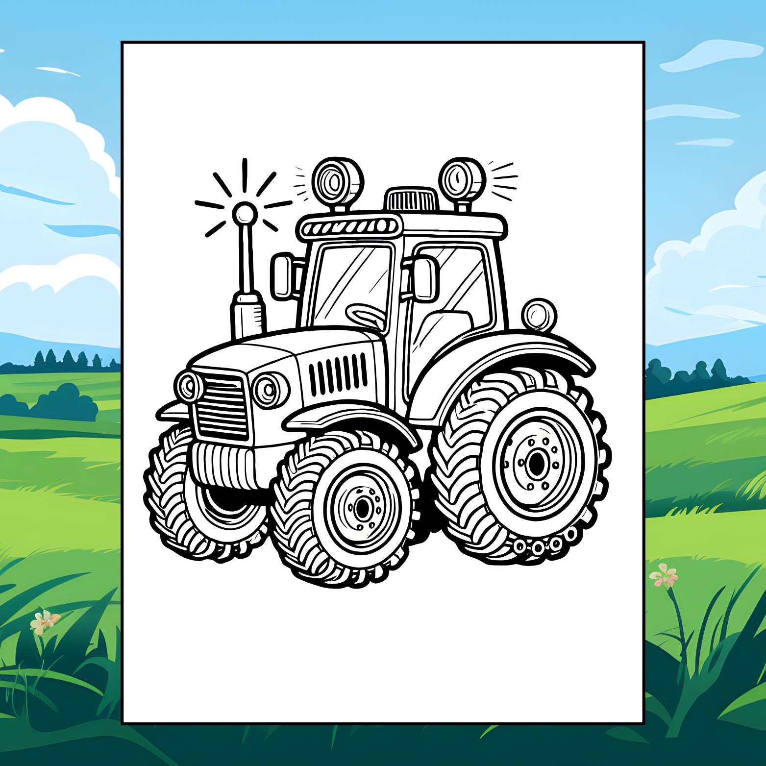 Tractor Coloring Pages Tractor Birthday Theme Party Favor Coloring ...