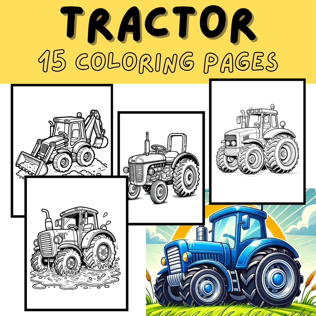 Tractor Coloring Pages Tractor Birthday Theme Party Favor Coloring ...