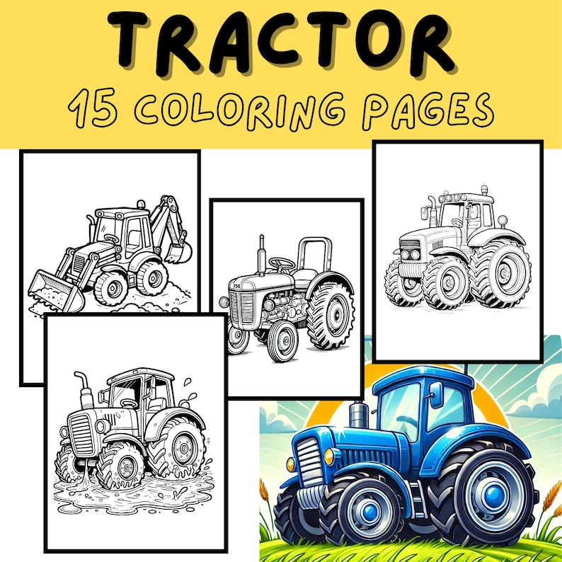 Tractor Coloring Pages Tractor Birthday Theme Party Favor Coloring ...