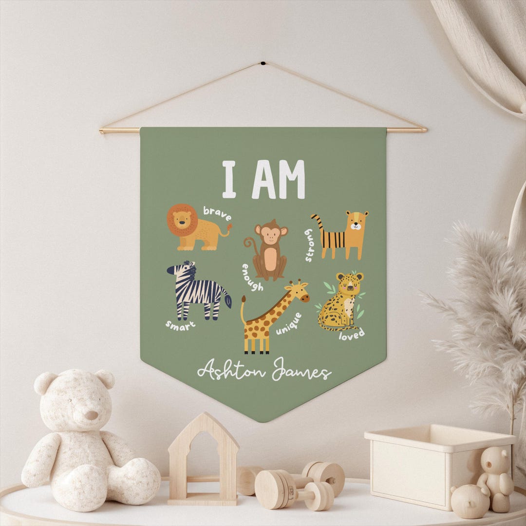 Safari Themed Nursery Decor Wall Art, Animal Pennant for Kids Room ...
