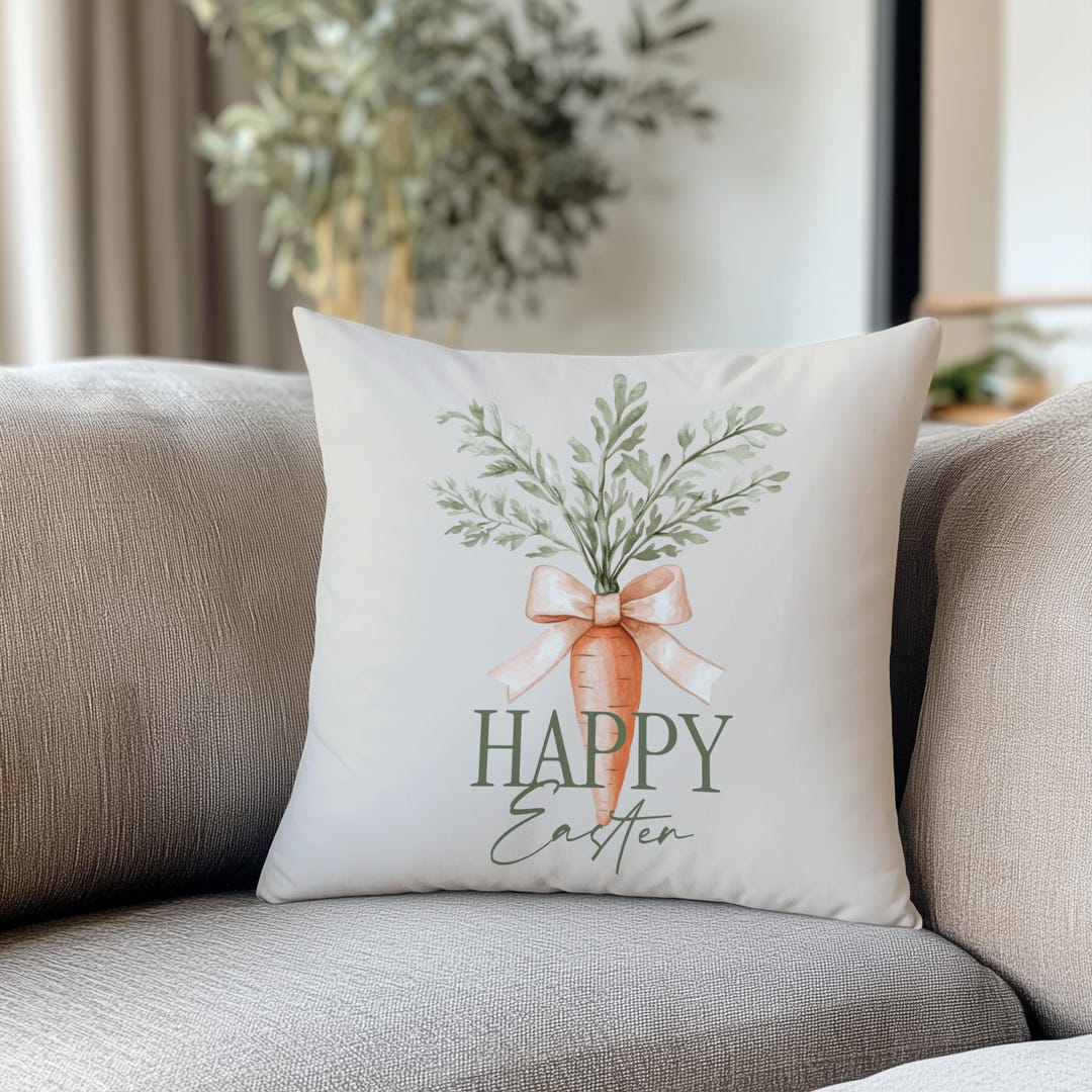 Easter Cushion, Easter Pillow, Carrot Pink Bow Easter Home Decor - Etsy