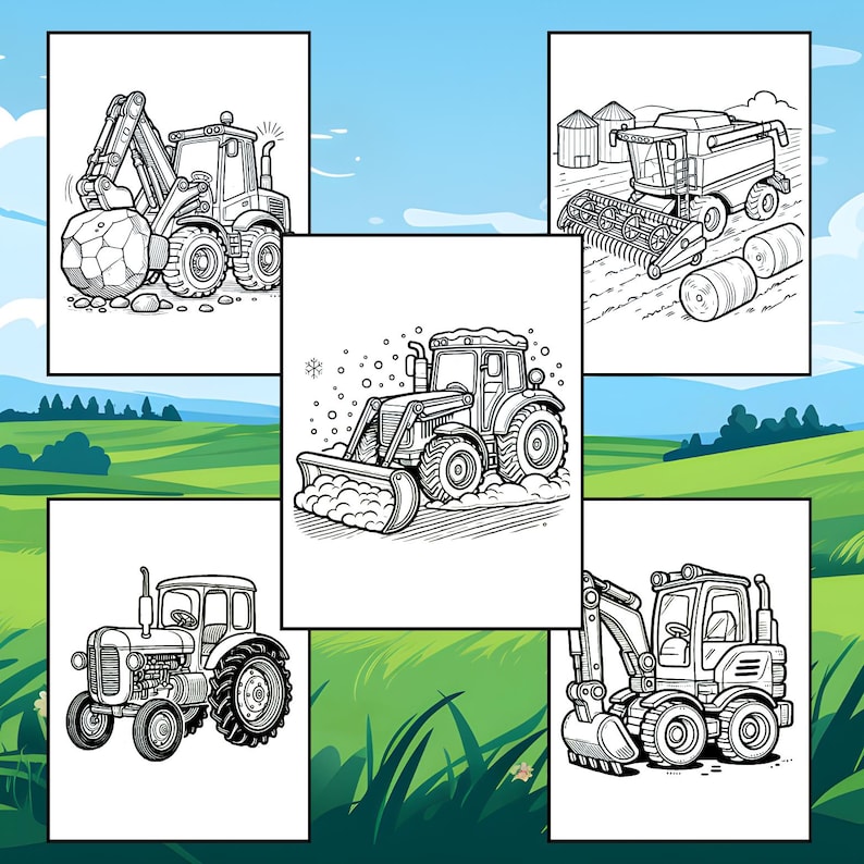 Tractor Coloring Pages Tractor Birthday Theme Party Favor Coloring ...
