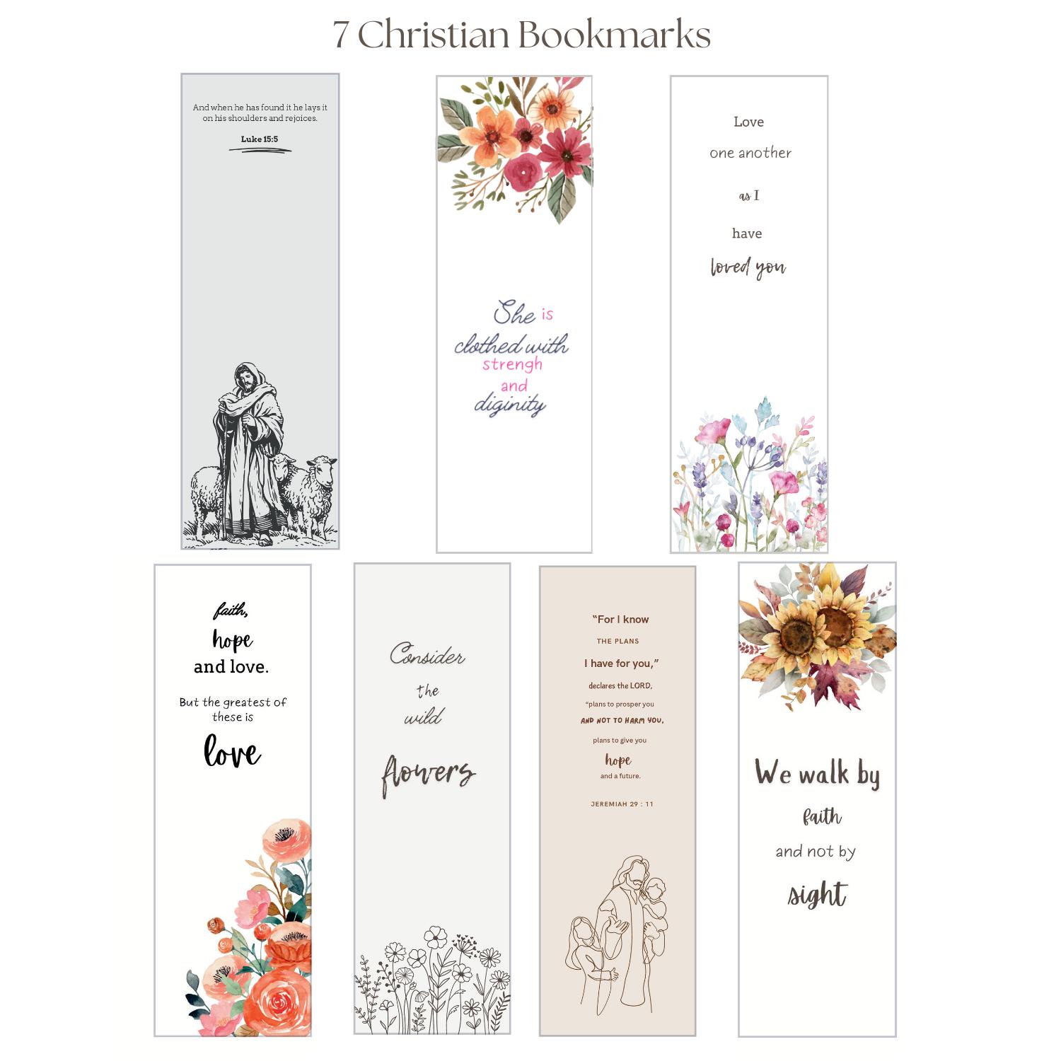 7 Christian Bookmarks, Scripture Bookmarks, - Etsy