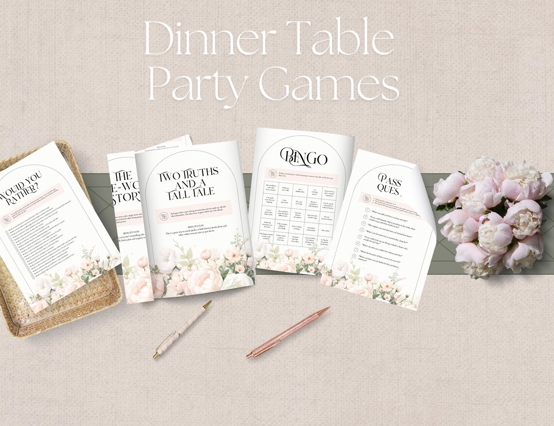 5 Printable Dinner Table Party Games Icebreaker Games Dinner Party ...