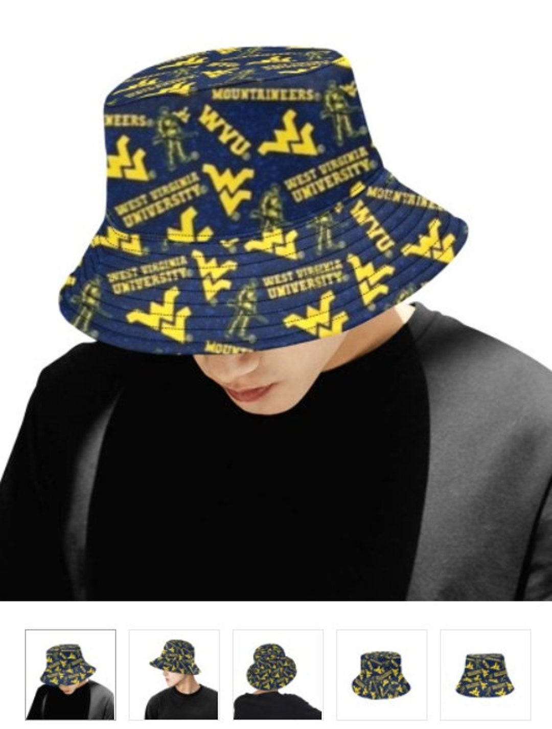 Mountaineers West Virginia University Team Print Bucket Hat - Etsy