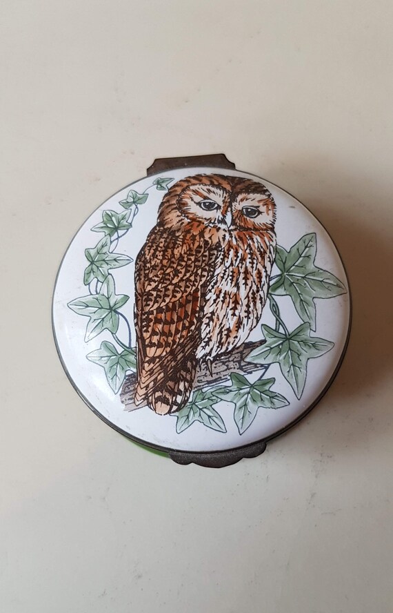 Vintage Crummles Enamel Trinket Box Vintage Owl Green - Etsy