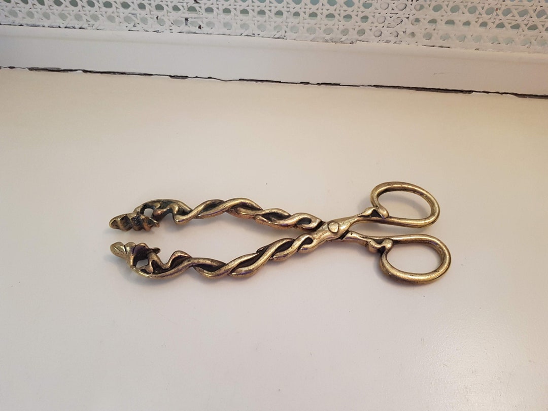 Vintage Brass Fire Tongs - Fancy Fire Tongs - Etsy
