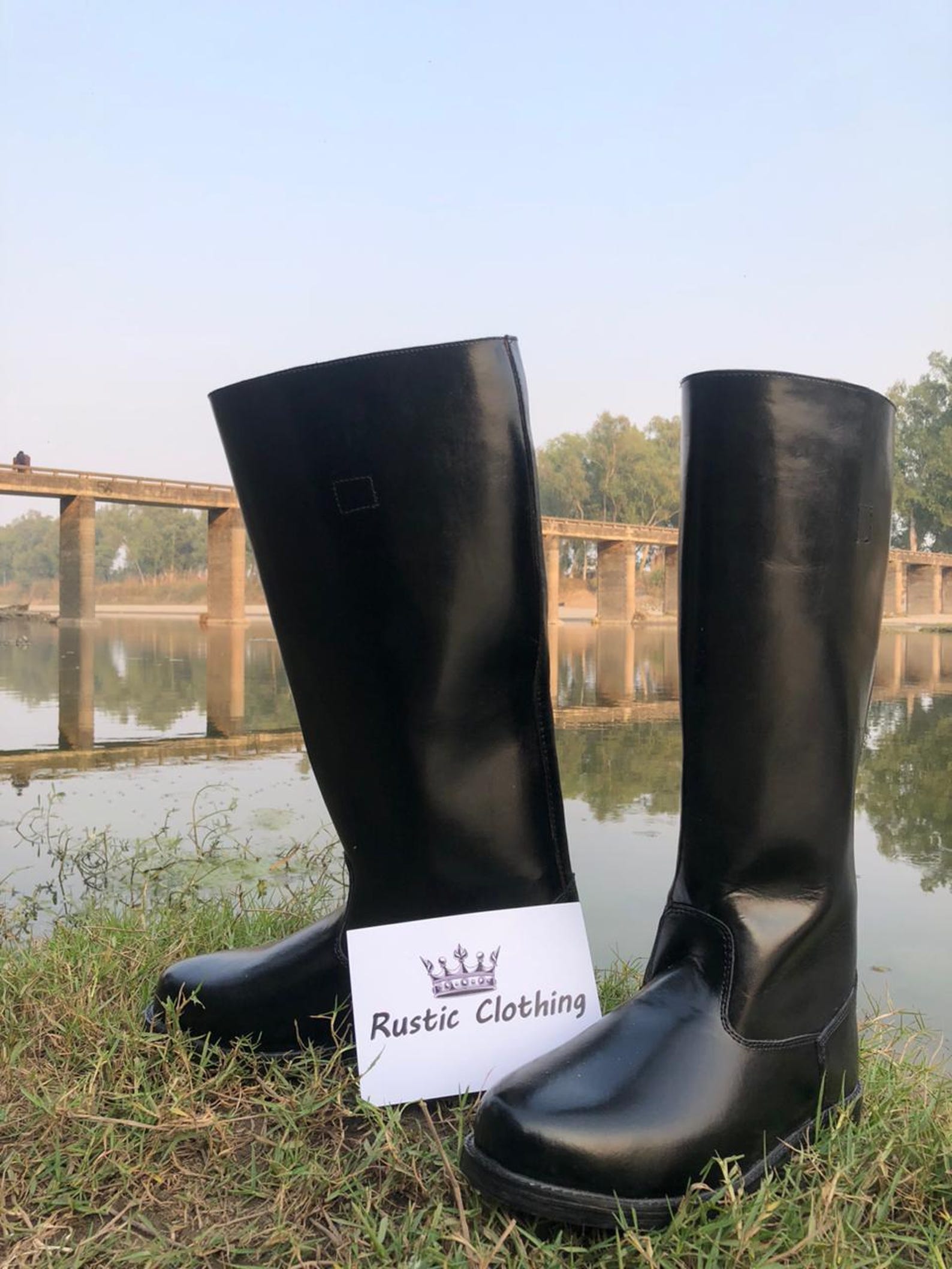 Leather Long Boots , Marching Boots Army, Horseback Riding Boots, Black ...