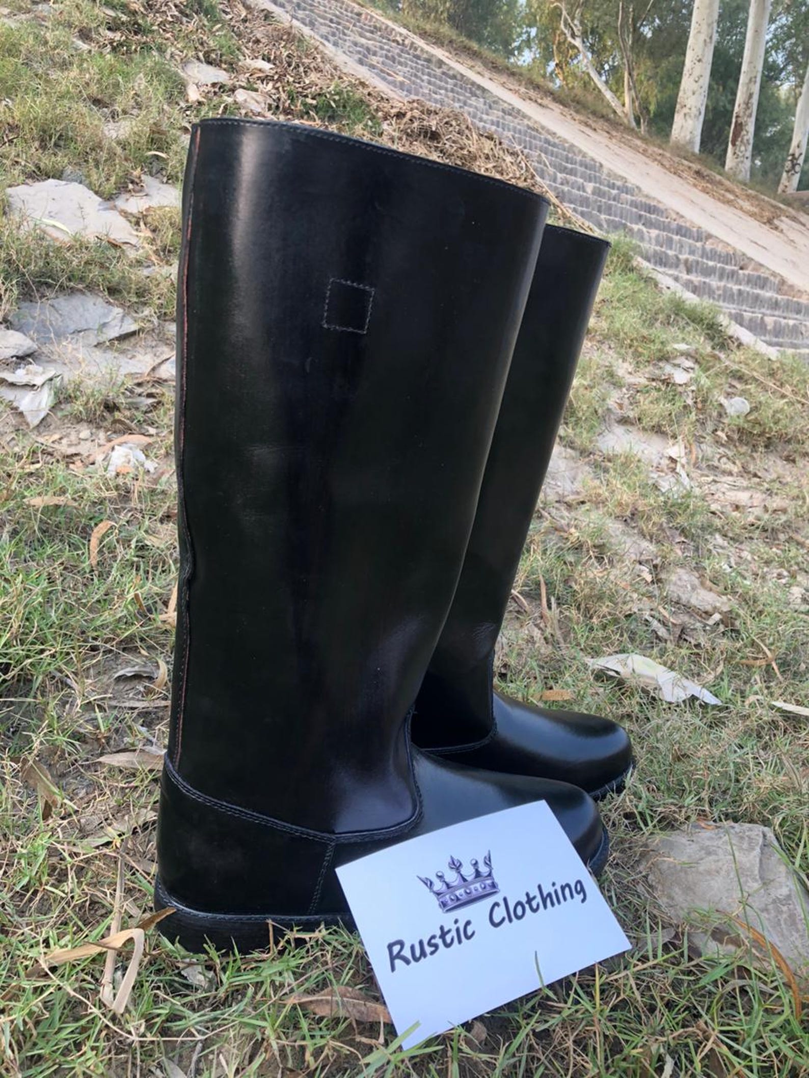 Leather Long Boots , Marching Boots Army, Horseback Riding Boots, Black ...