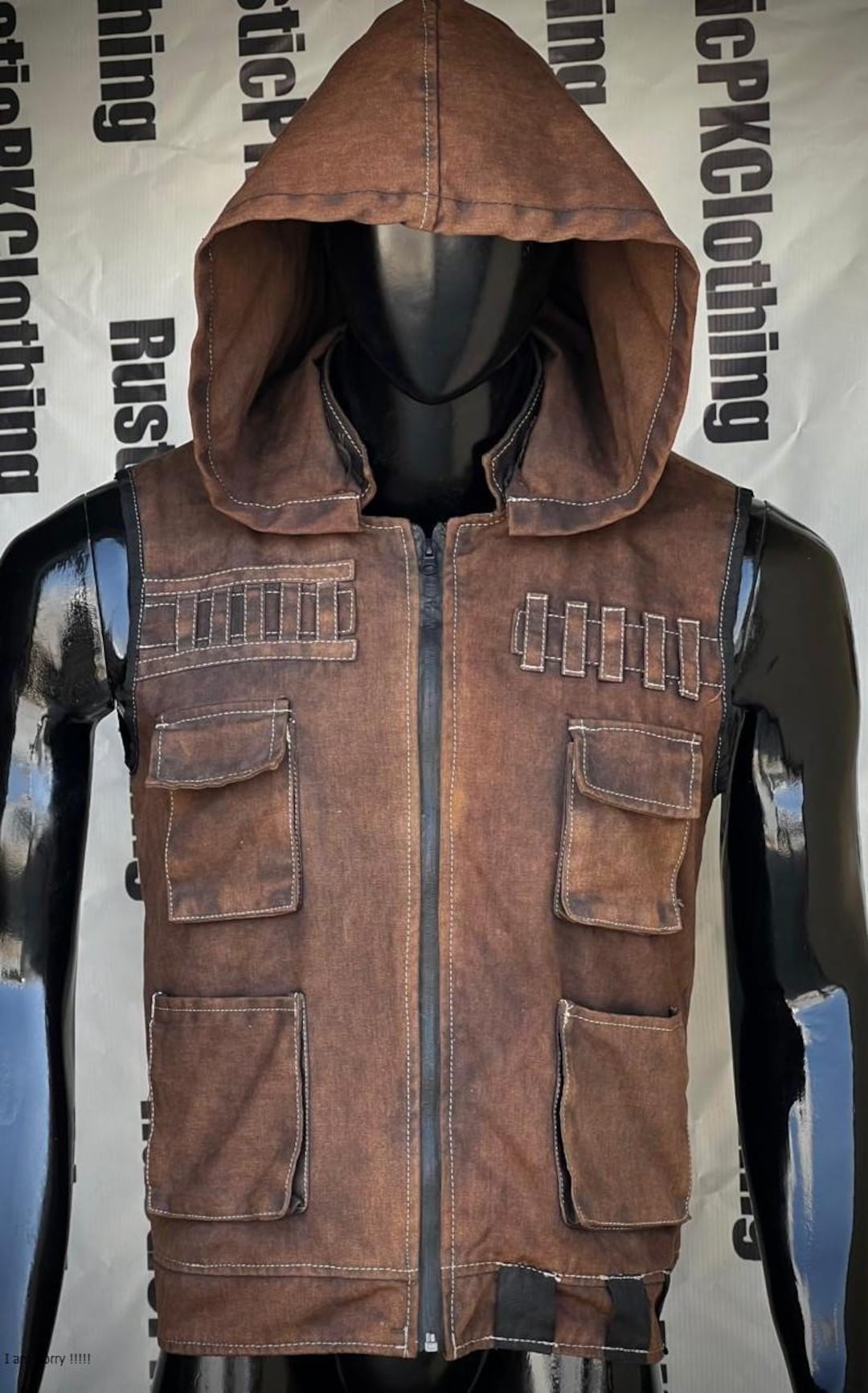 Wasteland Hooded Acid Wash Vest/post/apocalyptic Canvas Handmade ...